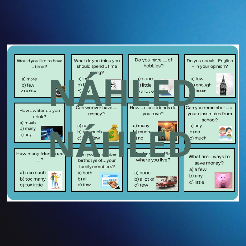 Speaking cards QUANTIFIERS - Anglický jazyk | UčiteléUčitelům.cz